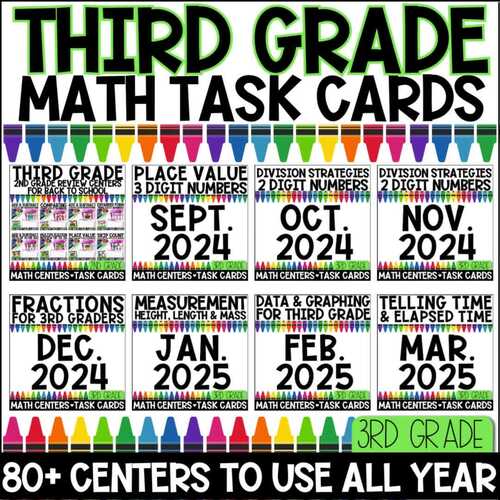 FLASH SALE 3rd Grade Math Centers, Third Review Activities and Task ...