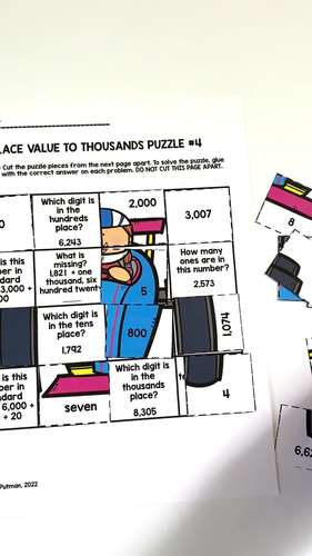 Place Value to Thousands Puzzles Math Worksheets Activity by 3rd Grade ...