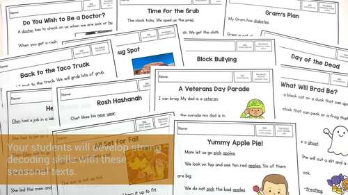 Fall Decodable Texts for 1st Grade | Passages on Fall and Fall Holidays