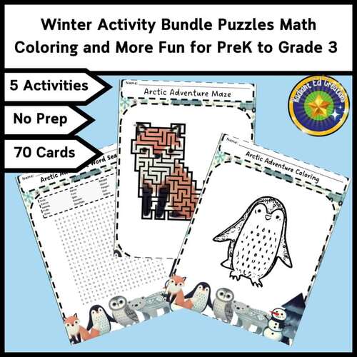 Winter Activity Bundle Puzzles Math Coloring and More Fun for PreK to ...