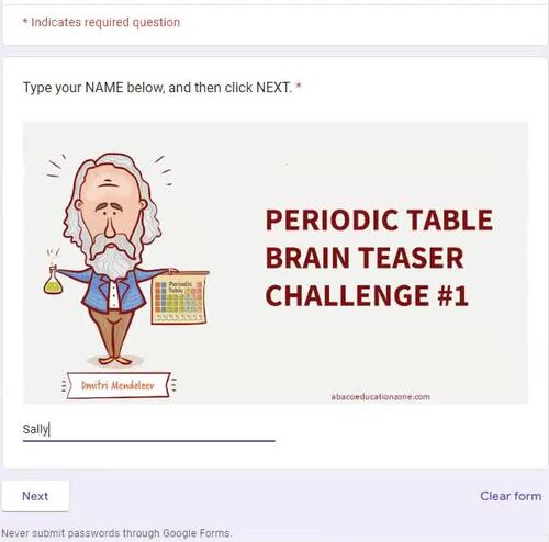 Periodic Table Brain Teaser Challenge by Abaco Education Zone | TPT