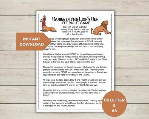 Daniel in the Lion's Den Bible Game Left Right Game Christian Sunday ...