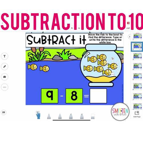 Digital Activities Math Subtraction to 10 Digital for Google Classroom ...