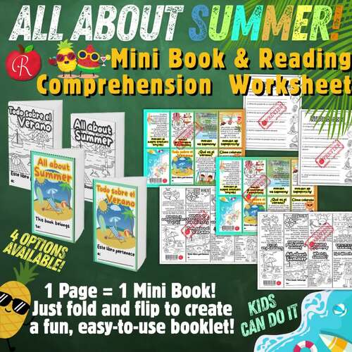 Summer Season Activity Mini Books & Reading Comprehension. English ...
