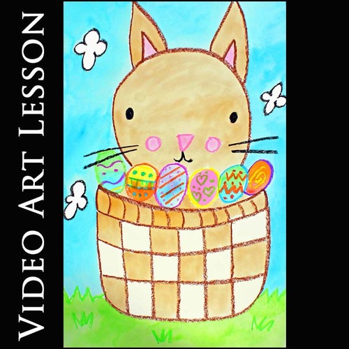 EASTER BUNNY & EGG BASKET Art Project | Easy SPRING Drawing & Painting ...