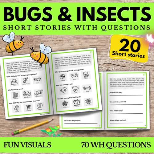 Bugs Insects 20 Short Stories W/ WH Open Questions Autism Reading ...