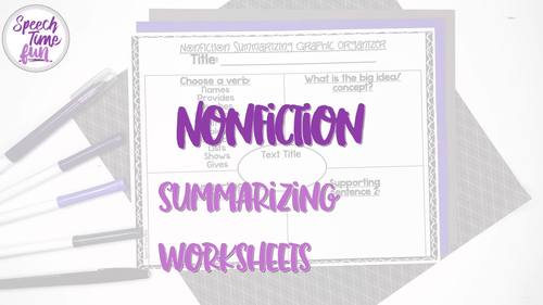 Nonfiction Summarizing Worksheets (no prep) by Speech Time Fun | TPT