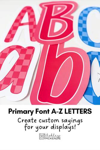 Primary Font Patriotic Bulletin Board Letters 4th of July Classroom Decor