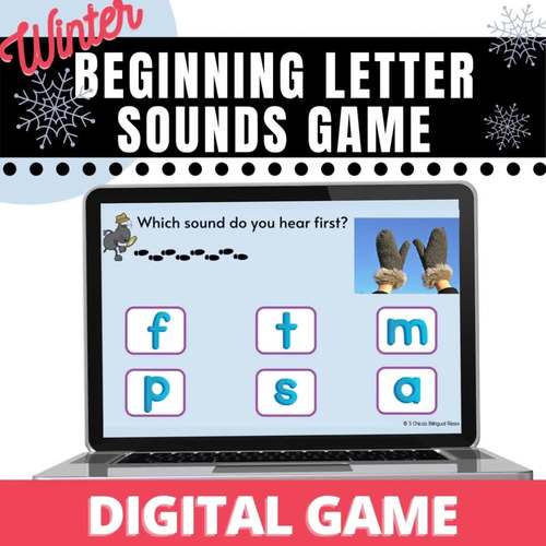 Winter Beginning Sounds Digital Game with Real World Photos No Prep