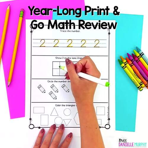 Daily Math Practice - Math Spiral Review Kindergarten Yearlong Bundle