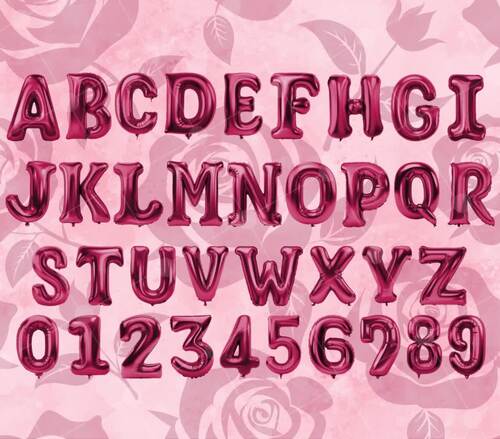 Deep rose balloon alphabet png, school alphabet letters , teacher font