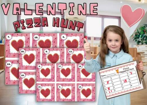Pizza Hunt | Valentine | Write the Room w/ Numbers 1 - 20 | Party ...