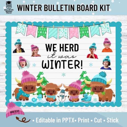 Highland Cow Winter Bulletin Board Kit: Classroom Door Decor | January ...