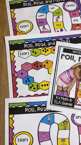 Roll & Read ELA/Math Games | Movement Based Learning Activity | TPT