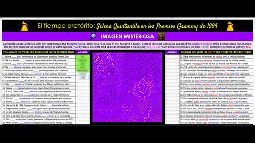 Mystery Picture: Spanish Preterite Tense - Selena Quintanilla en los ...