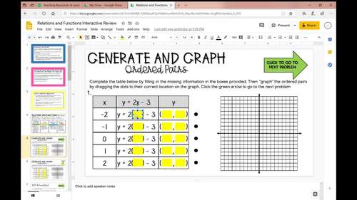 Relations and Functions Google Slides Digital Review - Algebra 1 Curriculum
