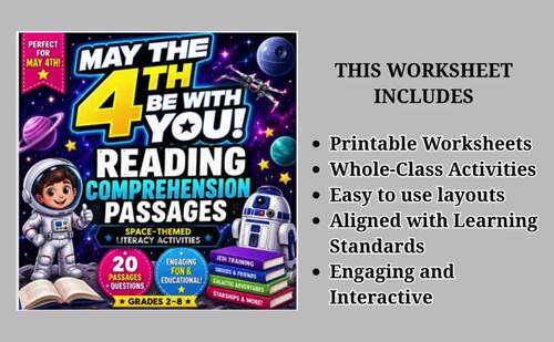 Star Wars Day Literacy Activities: 20 Reading Passages for Grades 2–8