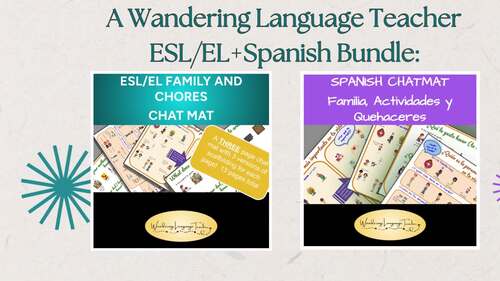 Spanish + ESL/EL/English Family, Chores, Activities Chat Mat Duo/Bundle