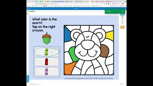 Preschool and Kindergarten BOOM Cards™ Activity -- What Color Is the Acorn