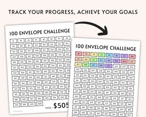 100 Envelope Challenge Save 5050 In 100 Days Money Savings Challenge