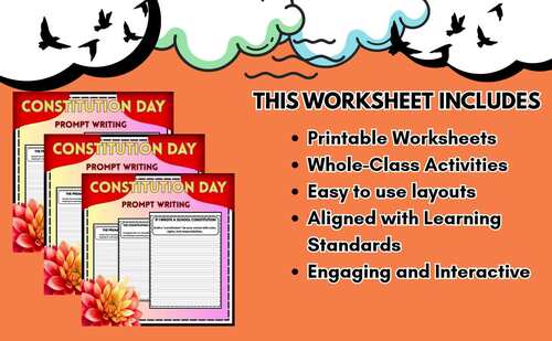 CONSTITUTION DAY PROMPT WRITING ACTIVITIES FOR MIDDLE SCHOOL Grade 4-8