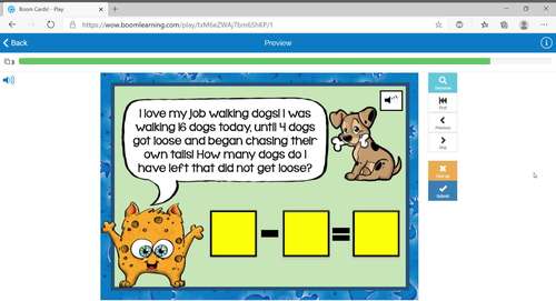 Subtraction Within 20 Word Problems BOOM Cards™ First Second Distance ...