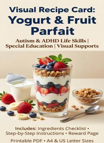 Visual Recipe Card: Yogurt & Fruit Parfait | Autism & Life Skills ...