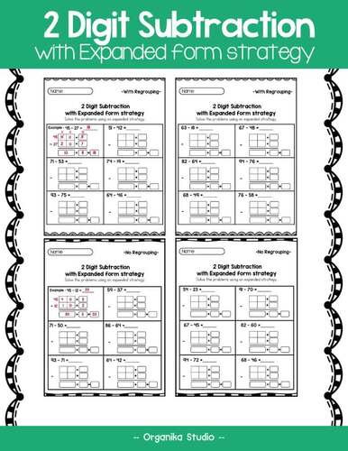 2 Digit Addition and Subtraction With Expanded Form Strategy Bundle