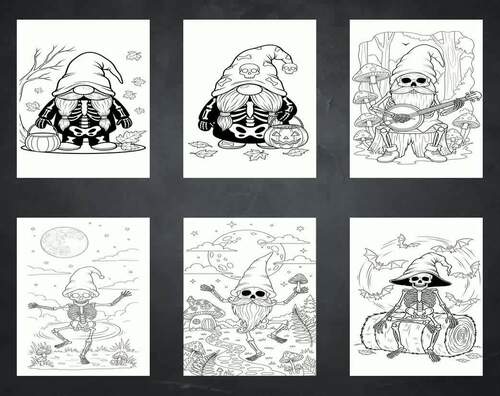 Skeleton Gnomes Coloring Pages | Fun & Spooky Halloween Activity