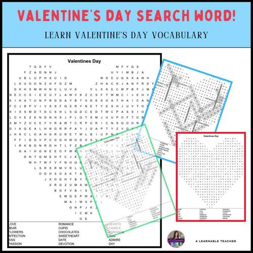 Valentine's Day Word Search Puzzle! Love-filled Vocabularies ...
