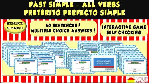 PRETÉRITO PERFECTO PAST SIMPLE IN SPANISH DIGITAL GAME 60 SENTENCES NO PREP