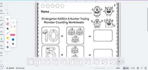 Monster Math: Kindergarten Addition & Number Tracing Worksheets | TPT
