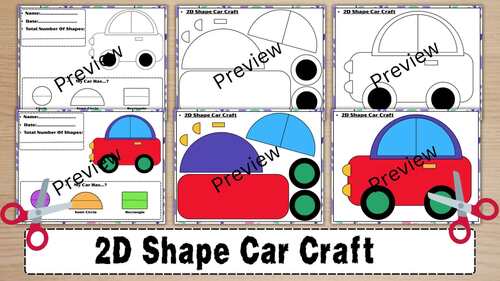 2D Shape Car Craft Activity | Shapes Math Craft | Transportation Craft ...