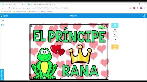 BOOM CARDS San Valentín- Cuento del PRÍNCIPE RANA- Comprensión de lectura