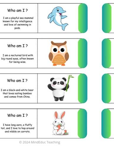 Who am i ? Animal-Themed Guessing Game by MindEduc Teaching | TPT