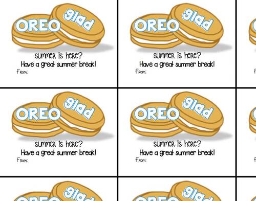 Golden Oreo End of Year Gift Tag- Oreo glad summer is here? Have a ...