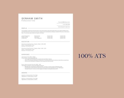 ATS Resume Template Google docs, word, pages, Resume template, ATS ...