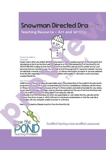 Snowman Directed Drawing by From the Pond | TPT