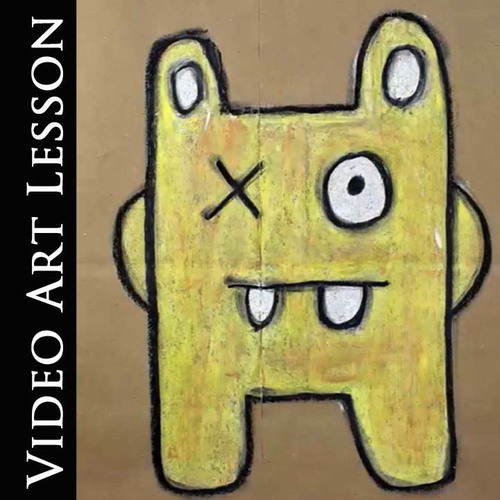 UGLY BUNNY Video Art Lesson | EASY Oil Pastel Directed Drawing Project