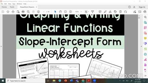 Worksheet for Slope Intercept Form by SarrattMath | TPT