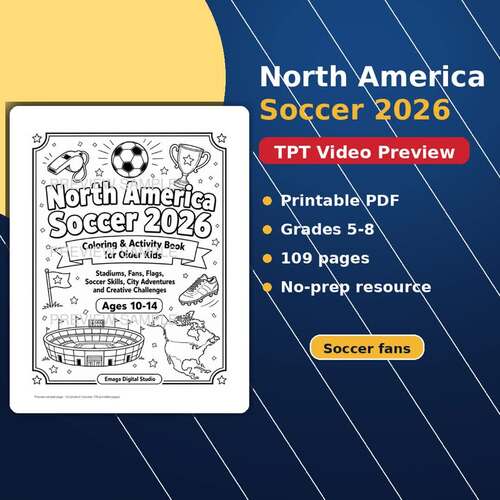 North America Soccer 2026 Coloring & Activity Book for Grades 5-8