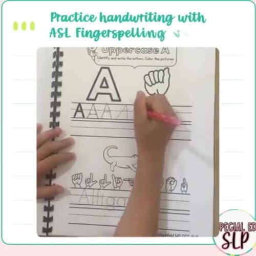 ASL Alphabet Worksheets Handwriting with ASL Fingerspelling Practice ...