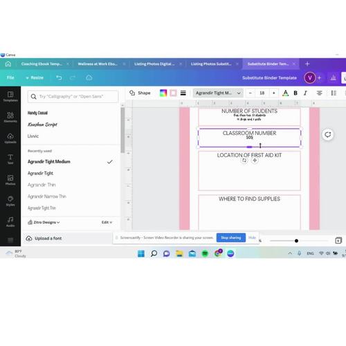 Substitute Binder, Teacher Resource, PDF and Canva Template Link