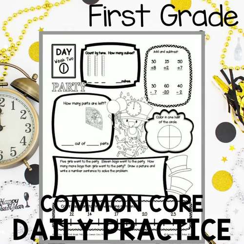 New Year 2022 Math Worksheets | Common Core Practice | 1st Grade New Year