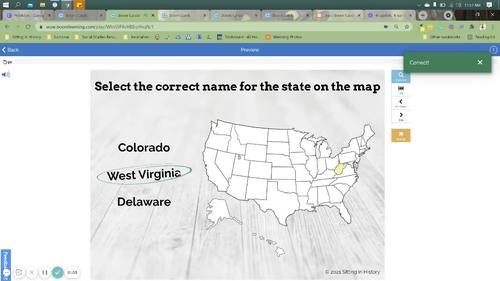 US State Multiple Choice State on Map Activity Digital Task Cards