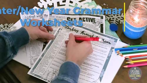 New Year & Winter Grammar Worksheets/Practice, NO PREP, Middle &High School