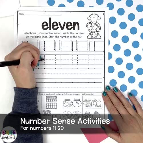 Number Writing Math Practice Pages 11-20 | Distance Learning | Teen Numbers