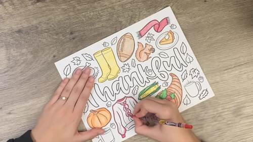 Thankful Coloring Page, Thanksgiving Worksheet, Gratitude Activity