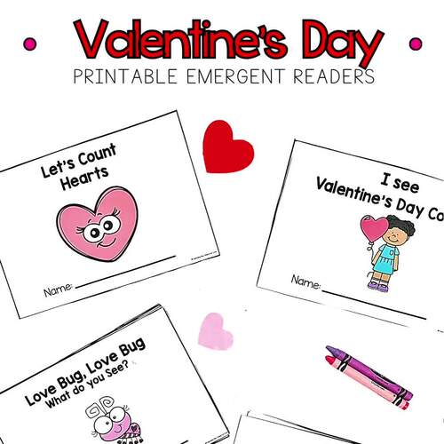 Valentine's Day Emergent Reader Sight Word Books |Kindergarten Reading ...