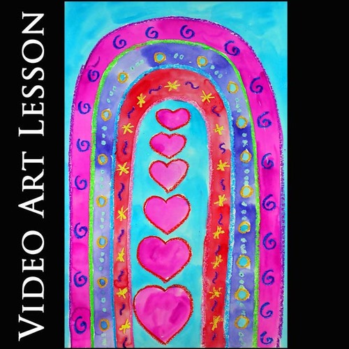 VALENTINE'S DAY Directed Drawing & Painting | RAINBOW & HEARTS Pattern ...
